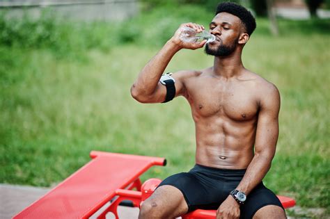 African American Male Athlete Sexy Sport Bare Torso Man With Run