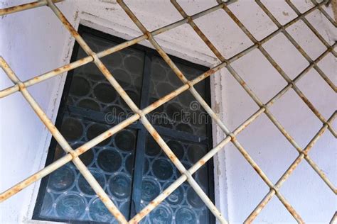 A Window With A Metal Grid On It Stock Image Image Of Structure Wallpaper 318842011