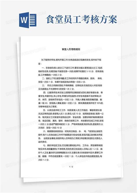 食堂人员考核细则word模板下载熊猫办公