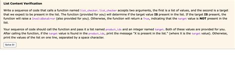 Solved List Content Verificationwrite A Sequence Of Code