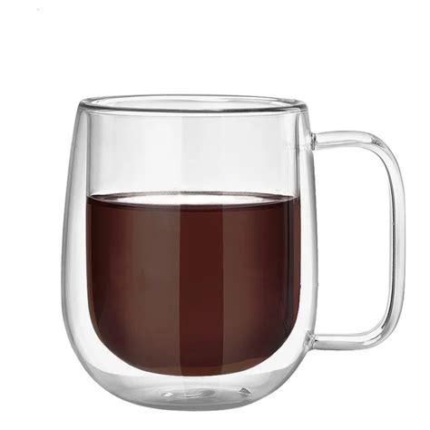 Double Wall Glass Coffee Tea Cups Creative Double Layer Glass Handle