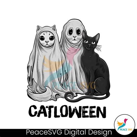 Retro Catloween Spooky Cat Halloween Png Files For Cricut Peacesvg