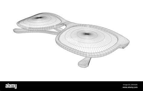 Side Views Of Sunglasses Wireframe Vector Drawn Illustration Fashion