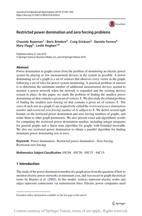 Restricted Power Domination And Zero Forcing Problems Request Pdf