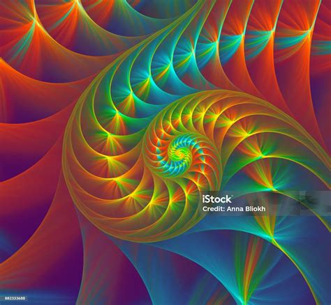colorful nautilus sea shell abstract fractal golden spiral fibonacci