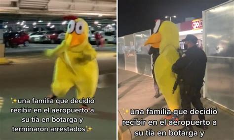 Reciben A Su Tía En El Aeropuerto Con Botarga De Pollo Casi Los Arrestan