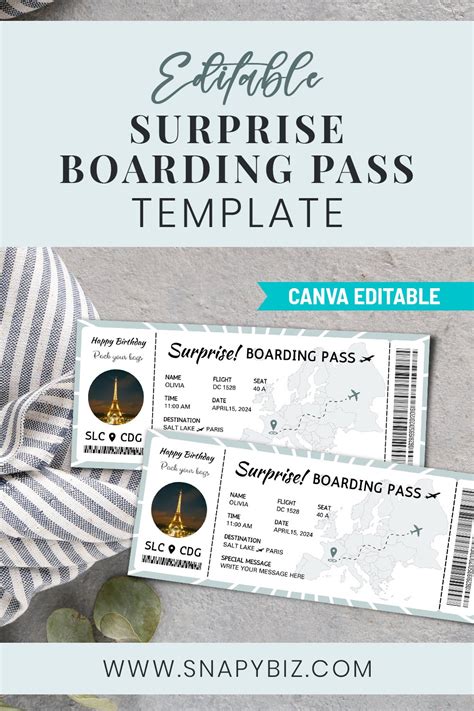 Editable Surprise Boarding Pass Template