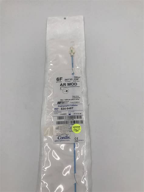 Cordis 534 648t Infiniti Thrulumen Angiographic Catheter Ar Mod 6f X