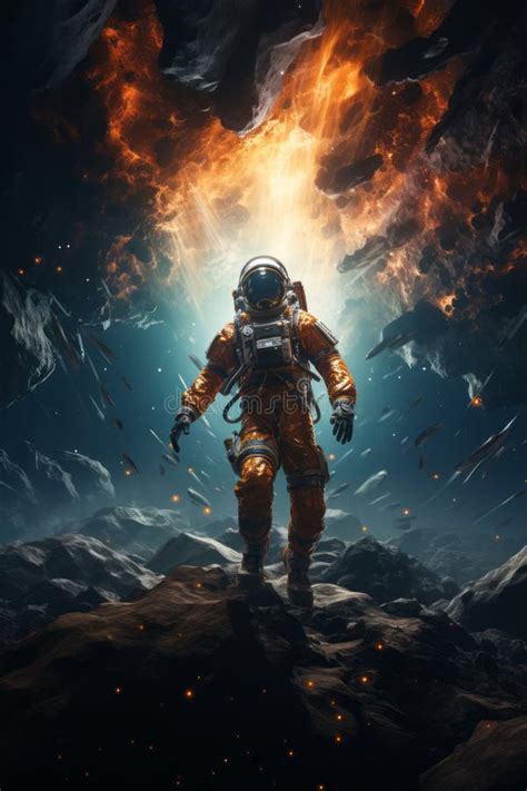 An Astronaut In Outer Space Floating Among The Stars And Cosmic Wonders Stock Illustration