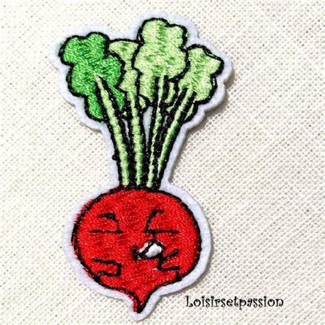 Écusson patch thermocollant radis légume 2 5 x 6 cm applique