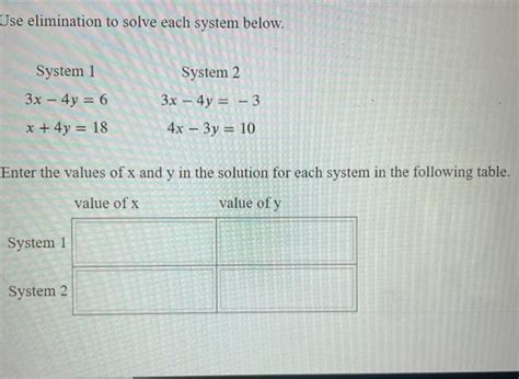 Solved Use Elimination To Solve Each System Below System 2