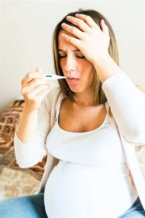 Pregnant Thermometer Temperature Check Pregnancy Woman Holding