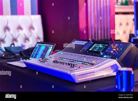 Professional Audio Mixing Console Equipped With Multiple Sliders And