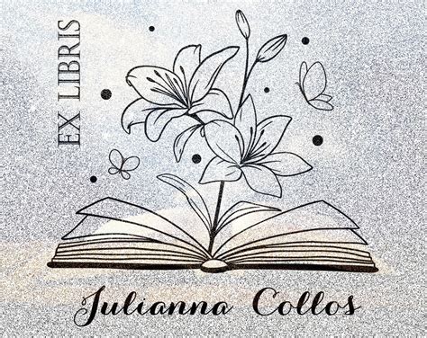 Lily Ex Libris Stamp Floral Design Book Stamp Rose Lavender Custom Rubber Stamp Wood Mounted