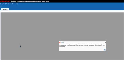 Hfm Not Load Application ”an Unexpected Error Has Occurred Check Server Log Or Contact Your