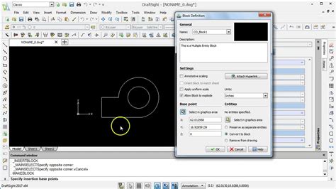 2 4 Create Make Block In Draftsight [drawing Basics] Youtube