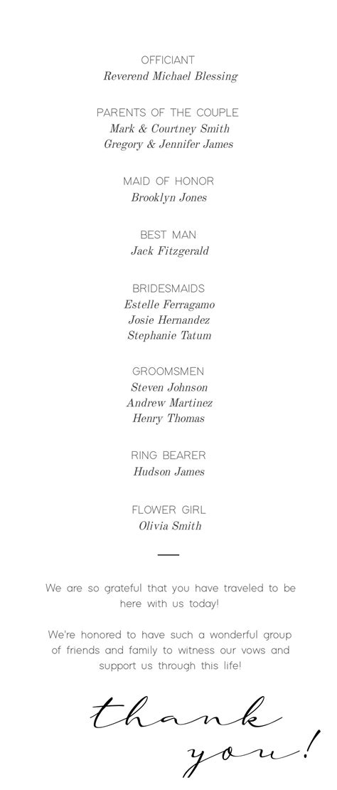 Anita Black Classic Wedding Ceremony Program Template Script Wedding Program Editable