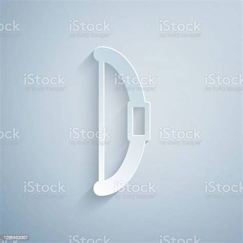 회색 배경에 격리 된 용지 컷 보우 아이콘 종이 아트 스타일 벡터 3차원 형태에 대한 스톡 벡터 아트 및 기타 이미지 3차원 형태 개념 겨냥 Istock