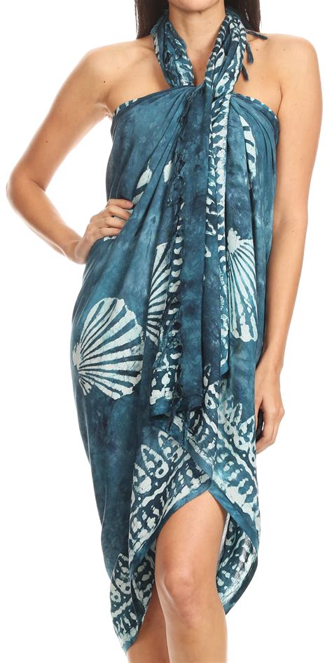 Sakkas Sakkas Lygia Womens Summer Floral Print Sarong Swimsuit Cover Up Beach Wrap Skirt