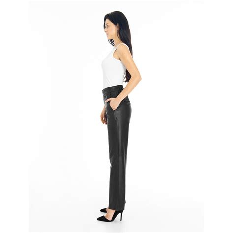 Alicia Straight Leg Pants In Leather 50268 Black Nero Depeche