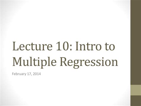 Ppt Lecture 10 Intro To Multiple Regression Powerpoint Presentation