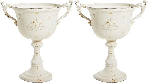 Worth Garden 21 H Metal Urn Planters 2 Pack White