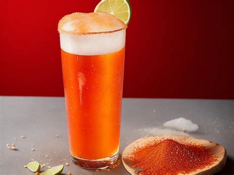 Michelada Vaso Alto De Cerveza Con Sal En El Borde Fotografía De