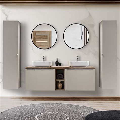 Lomadox Badmöbel Set Puebla 56 Taupe Spar Set 10 St Badmöbel Set