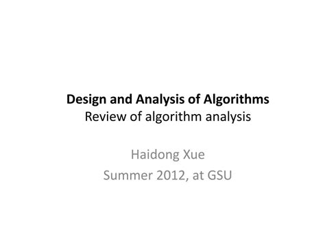 Ppt Design And Analysis Of Algorithms Review Of Algorithm Analysis Powerpoint Presentation