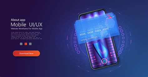 스마트 폰에서 안전한 온라인 결제 거래 및 은행 카드 보호의 개념 스마트폰을 통한 무선 결제 구매 보호 인터넷 뱅킹 페이지 템플릿입니다 벡터 Brand Name Mobile