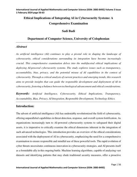 pdf ethical implications of integrating ai in cybersecurity systems