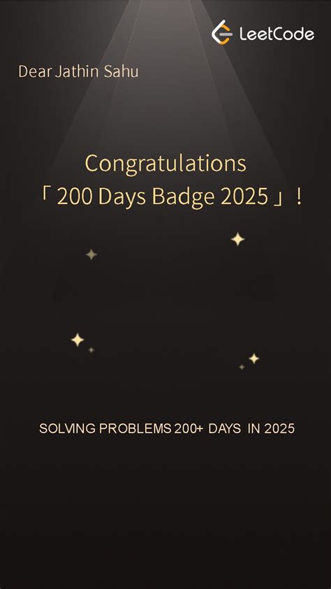 Achieved 200 Days On Leetcode Solved 380 Problems Jathin Sahu Posted