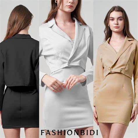 Jual BIDI Emerson Bodycon Dress Scoop Neck Mini Tanpa Lengan Blazer