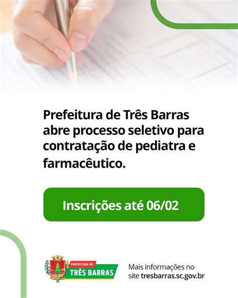 Prefeitura De Três Barras Anuncia Abertura De Processo Seletivo