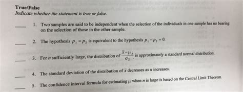 Solved True False Indicate Whether The Statement Is True Or