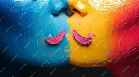 Premium Photo Colorful Faces Covered In Paint Celebrating Gender