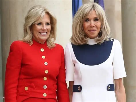 Brigitte Macron et Jill Biden main dans la main à lElysée la première dame américaine opte