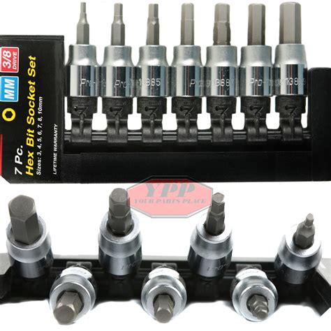 7 Piece 38 Drive Hex Socket Set Metric Pro Grade Hex Bit Allen Socket