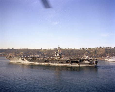 Aerial Port Side View Of The Nuclear Powered Aircraft Carrier Uss