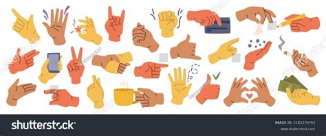 Set Hands Gestures Doodle Style Isolated Stock Vector Royalty Free Shutterstock