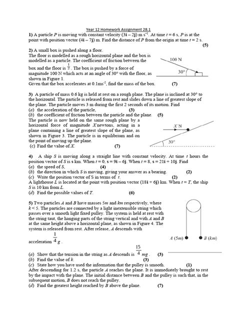 Year 12 Homework Assignment 281 Pdf Force Acceleration