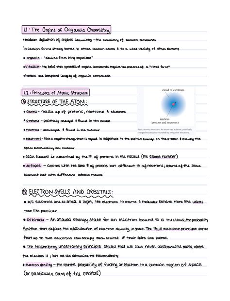 Chapter 1 Notes Orgo Structure And Bonding 11 The Orgins