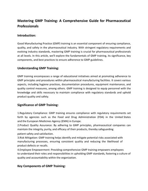 Ppt Gmp Training Powerpoint Presentation Free Download Id13659398