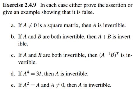 Solved Exercise In Each Case Either Prove The Chegg