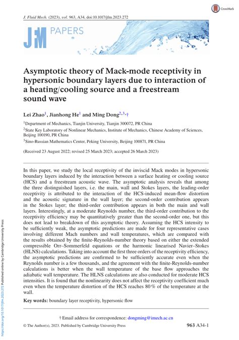 pdf asymptotic theory of mack mode receptivity in hypersonic boundary
