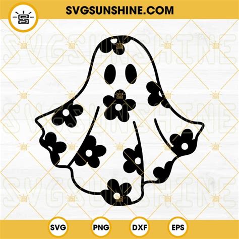 DAISY GHOST SVG Cute Ghost Halloween SVG Halloween Flower Ghost SVG