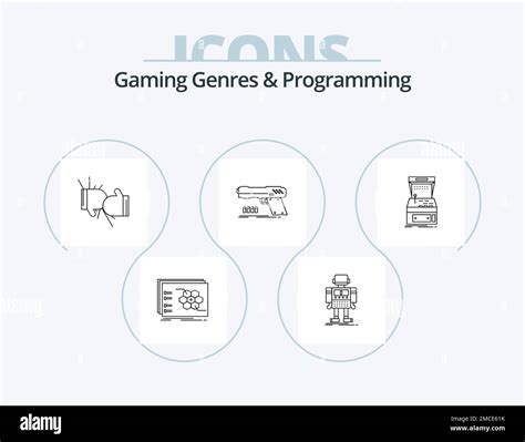 gaming genres and programming line icon pack 5 icon design mobile api