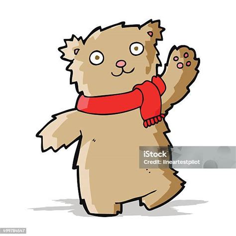 Cartoon Teddy Bear Wearing Scarf Stock Illustration Download Image