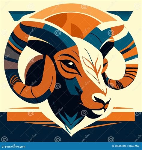 Head Of A Ram With Horns Vector Illustration In Retro Style Stock Vector Illustration Of Horn