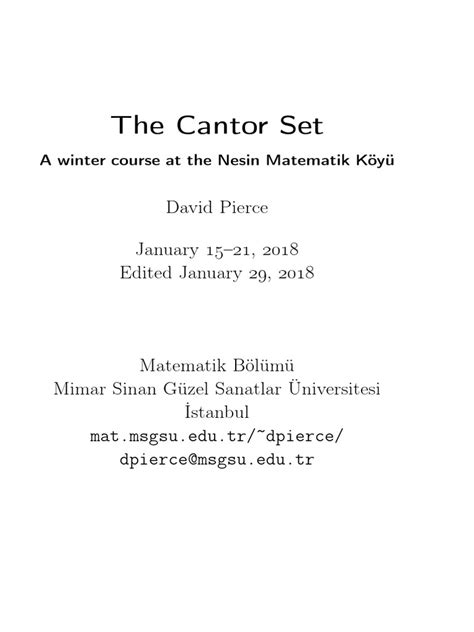 Cantor Set 2018 Pdf Compact Space Mathematics